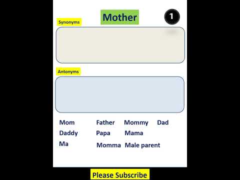 Mother - Synonyms and Antonyms || vocabularygame || vocabularyquiz || enrichyourvocabulary ||