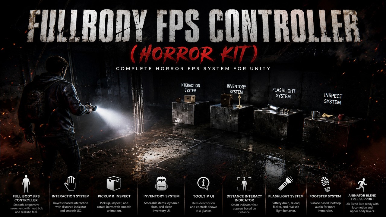 Fullbody FPS COntroller with Inspect and Inventory System (Horror kit)