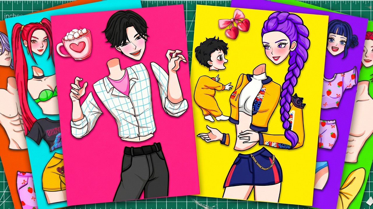 KPOP DEMON HUNTERS - SWEET FAMILY of HUNTRIX and SAJA BOYS | Sticker book diy