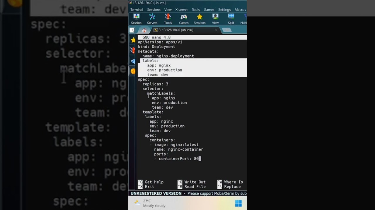 Kubernetes YAML file | mymt15