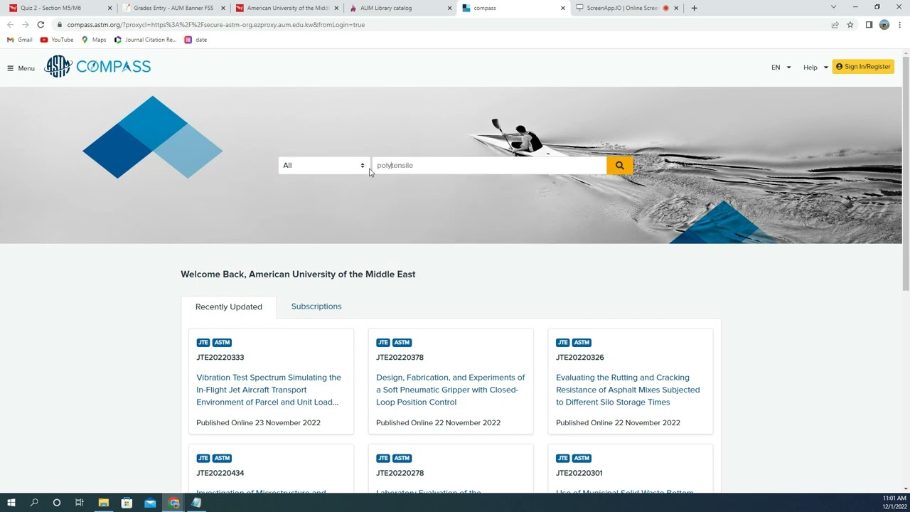 Searching for ASTM standards using library website
