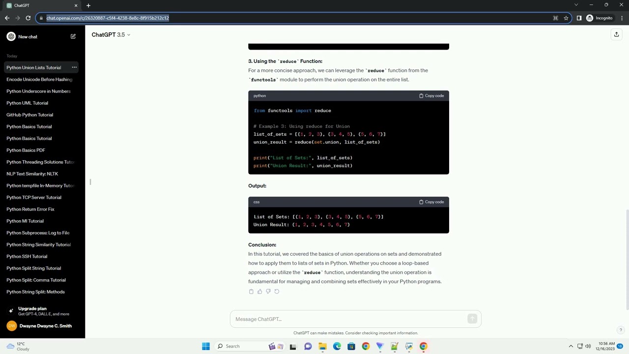 python union list of sets
