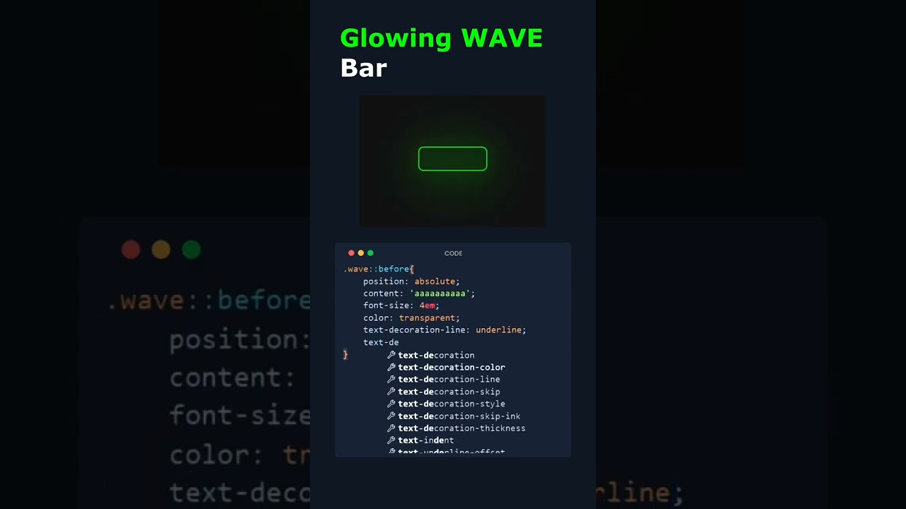 Glowing Wave Bar ♻️ Html Css