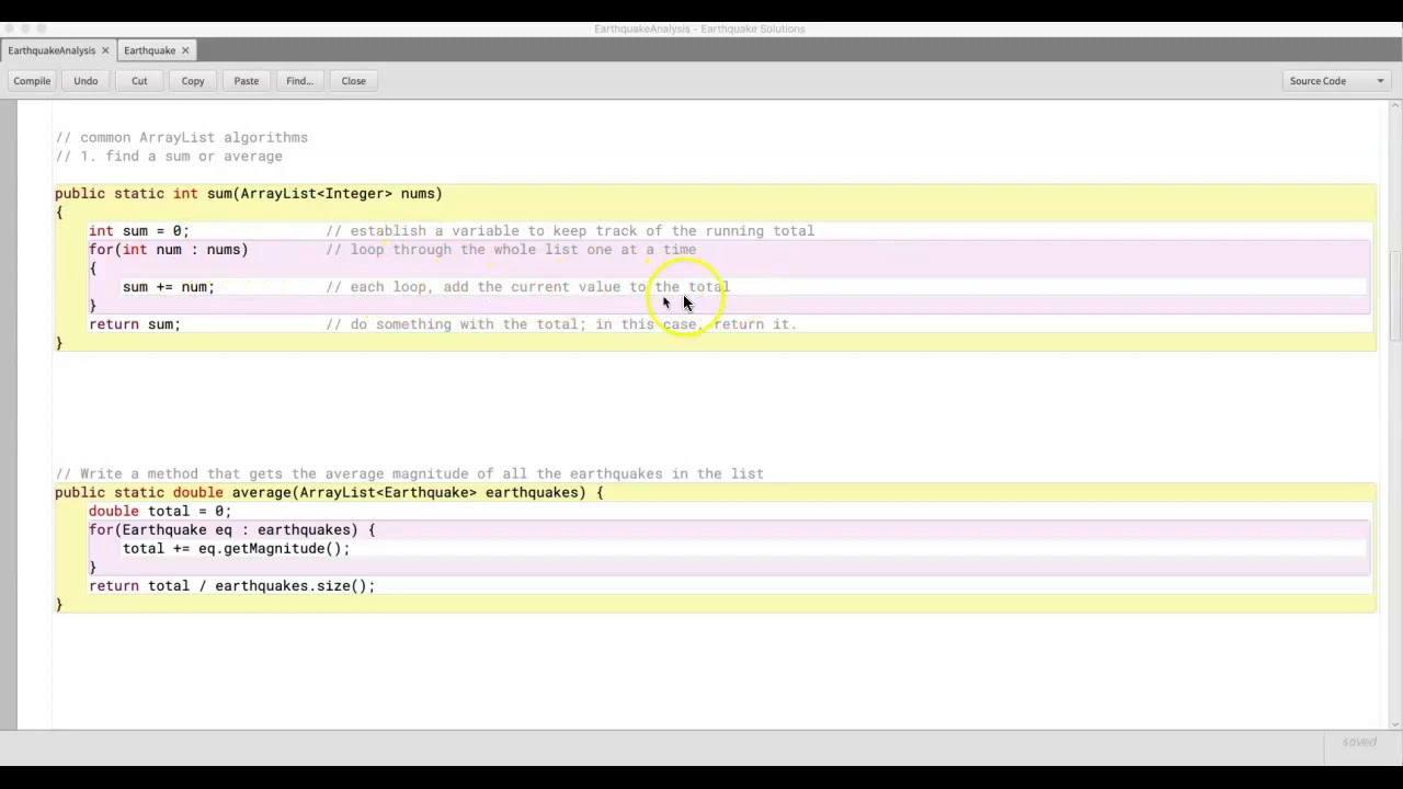 Common ArrayList Algorithms: Sum & Average
