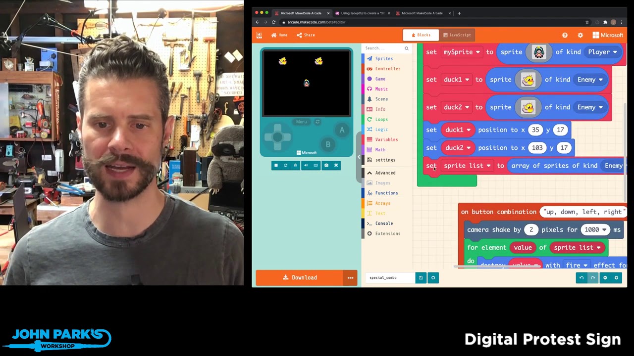 MakeCode Minute: Arcade Enemy List @adafruit @johnedgarpark #adafruit @MSMakeCode #makecode