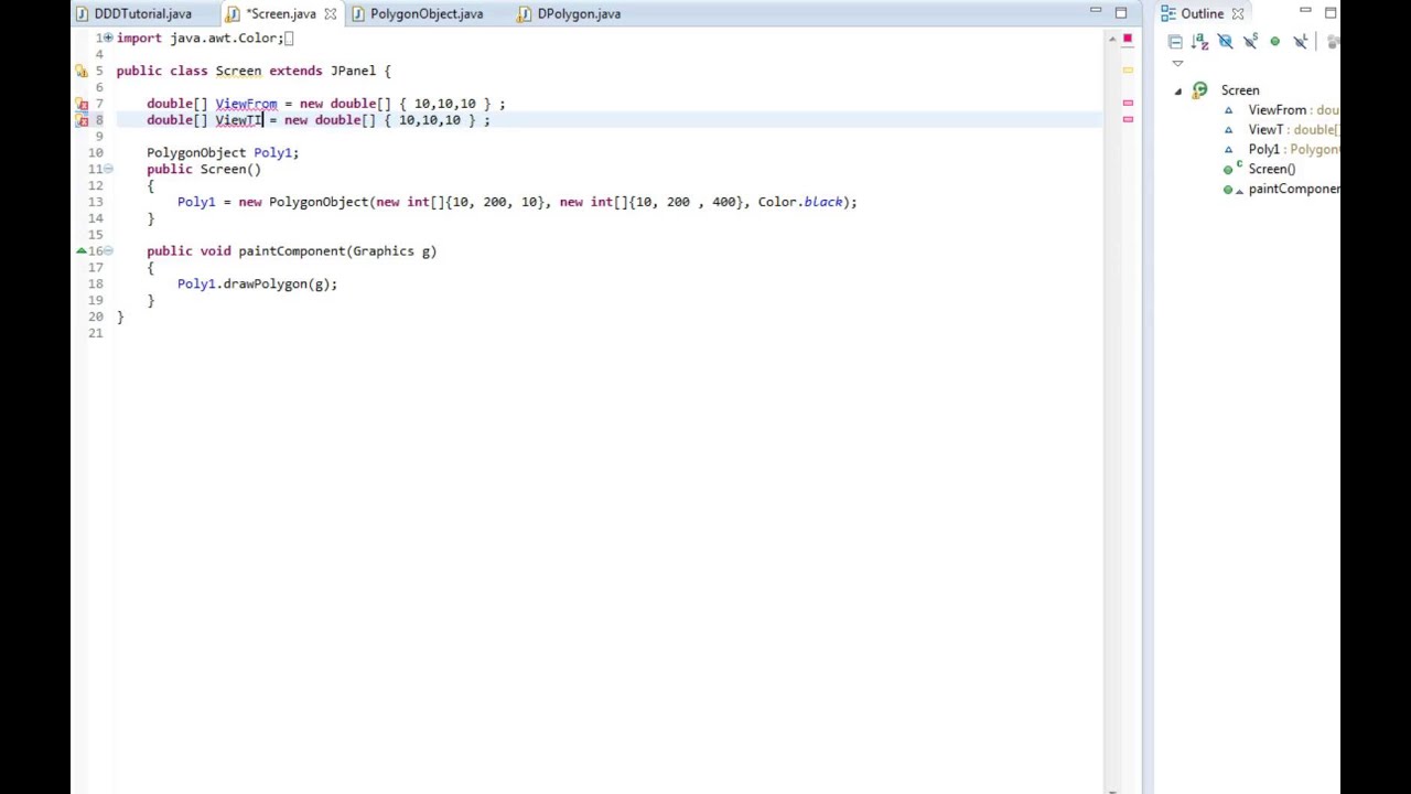 Java Tutorial #4 - 3D From scratch - Creating polygons in 3 dimensions