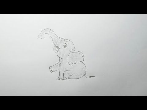 How to draw a baby elephant/ elephant cartoon drawing easy