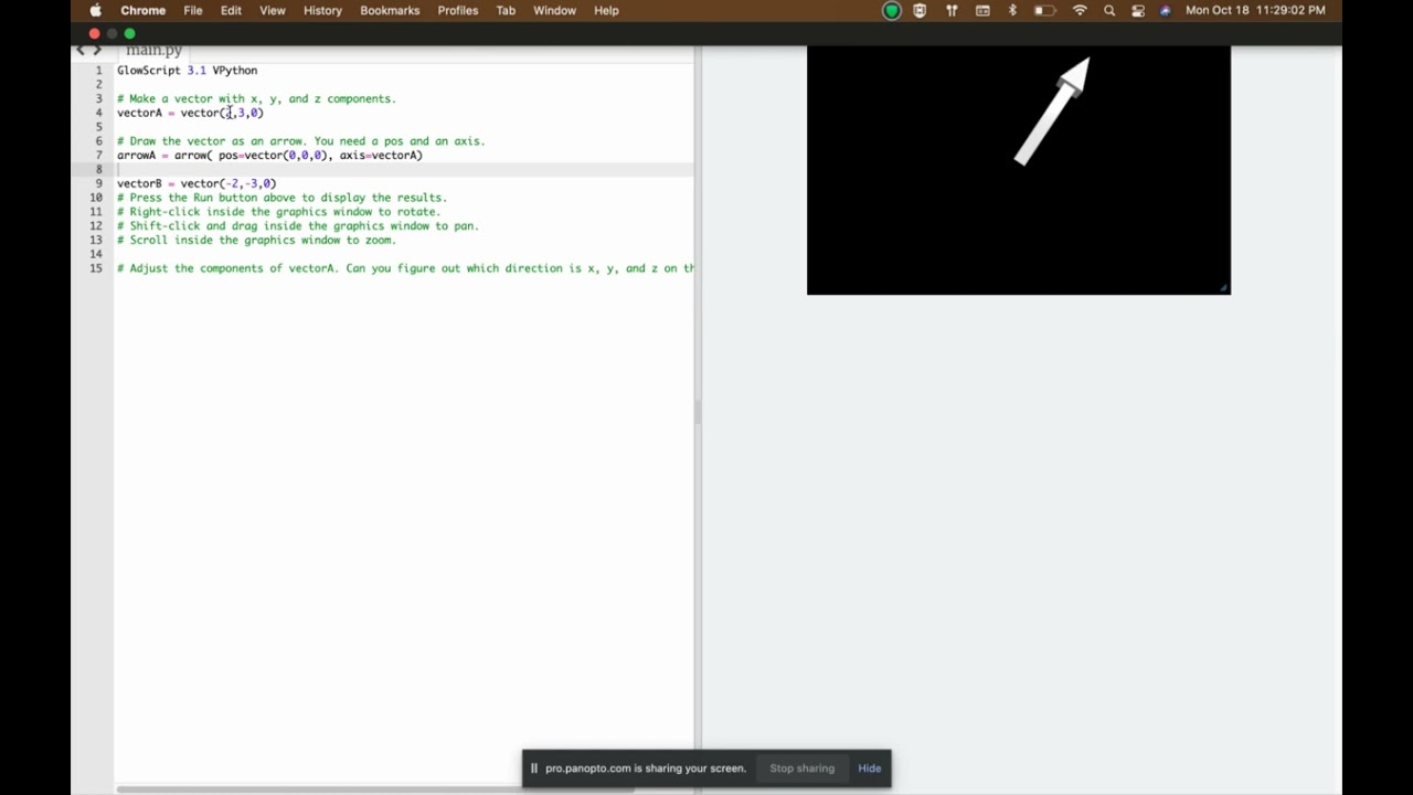 vectors in 3d with vpython 1