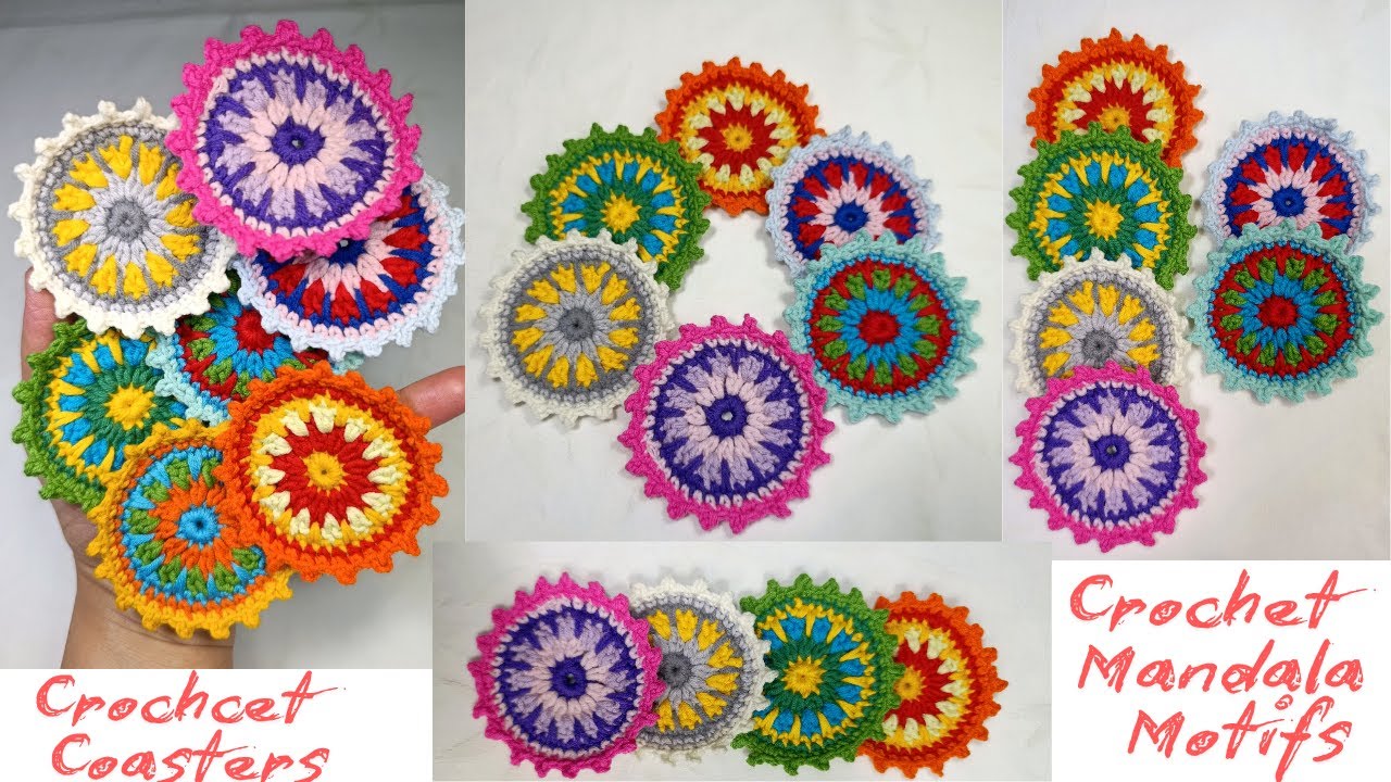 HOW TO CROCHET A MANDALA COASTER EASY | CROCHET ROUND COASTER | CROCHET FLOWER COASTER PATTERN EASY