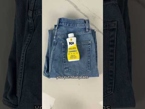 Dyeing Jeans Yellow to make Green 👖♻️ #upcycling #thriftflip #fabricdyeing
