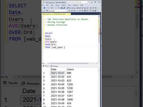 Data Analyst SQL Interview Question | Window Functions | Moving Average #sqlinterview #dataanalysis