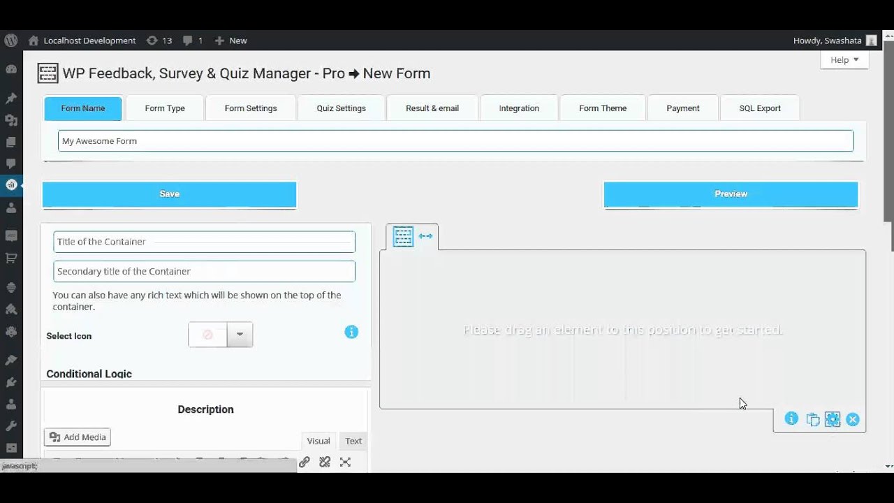 eForm WordPress Form Builder Interface