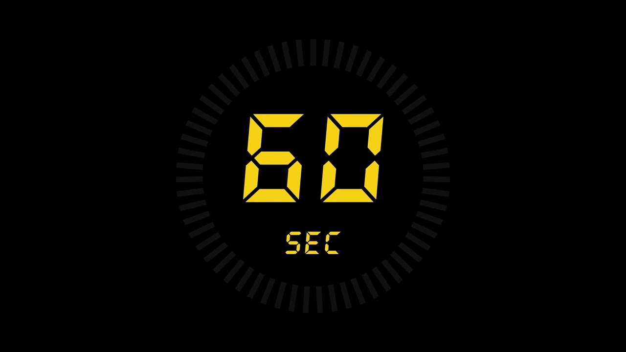 Sixty second 60 1 modern digital countdown timer on transparent background Free Stock Videos