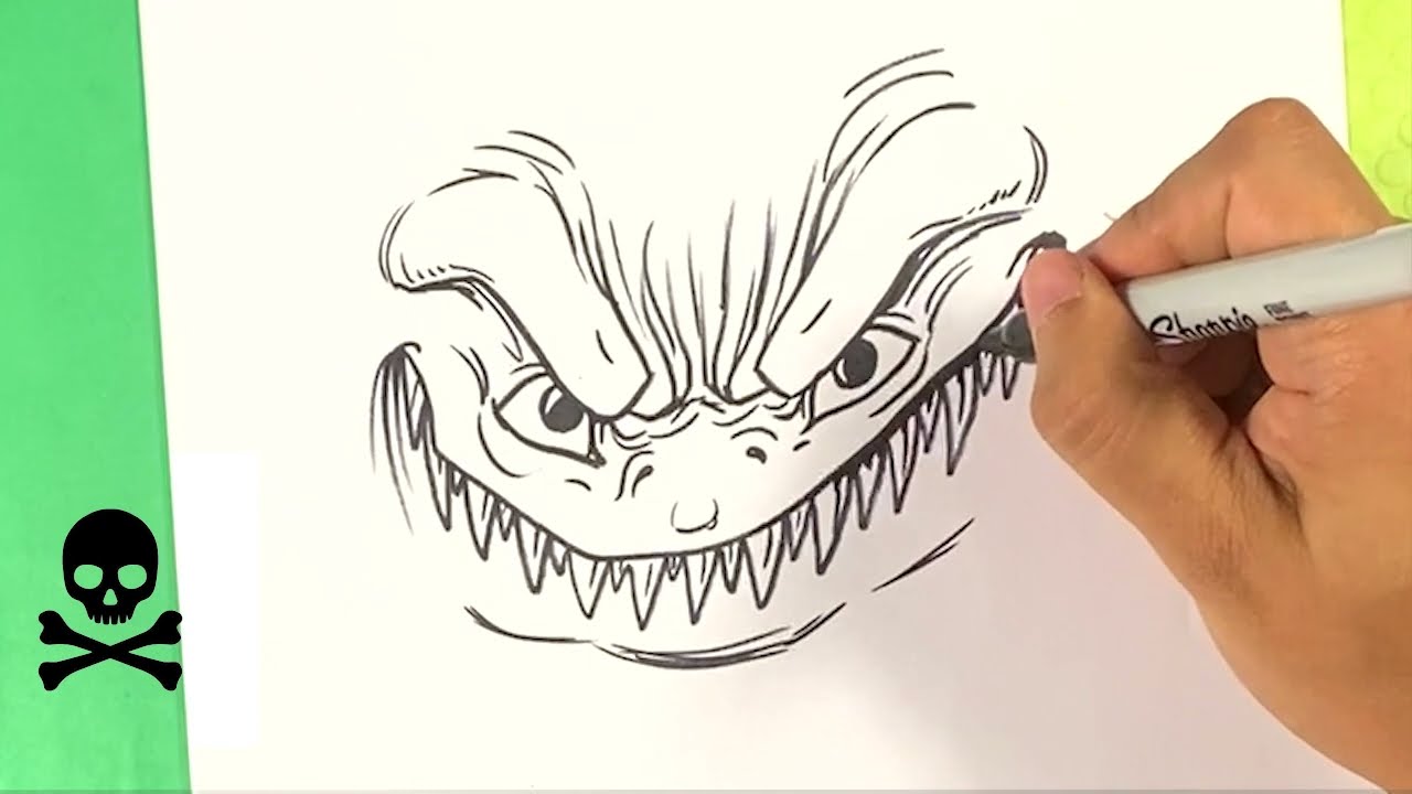 EASY How to Draw a MONSTER FACE