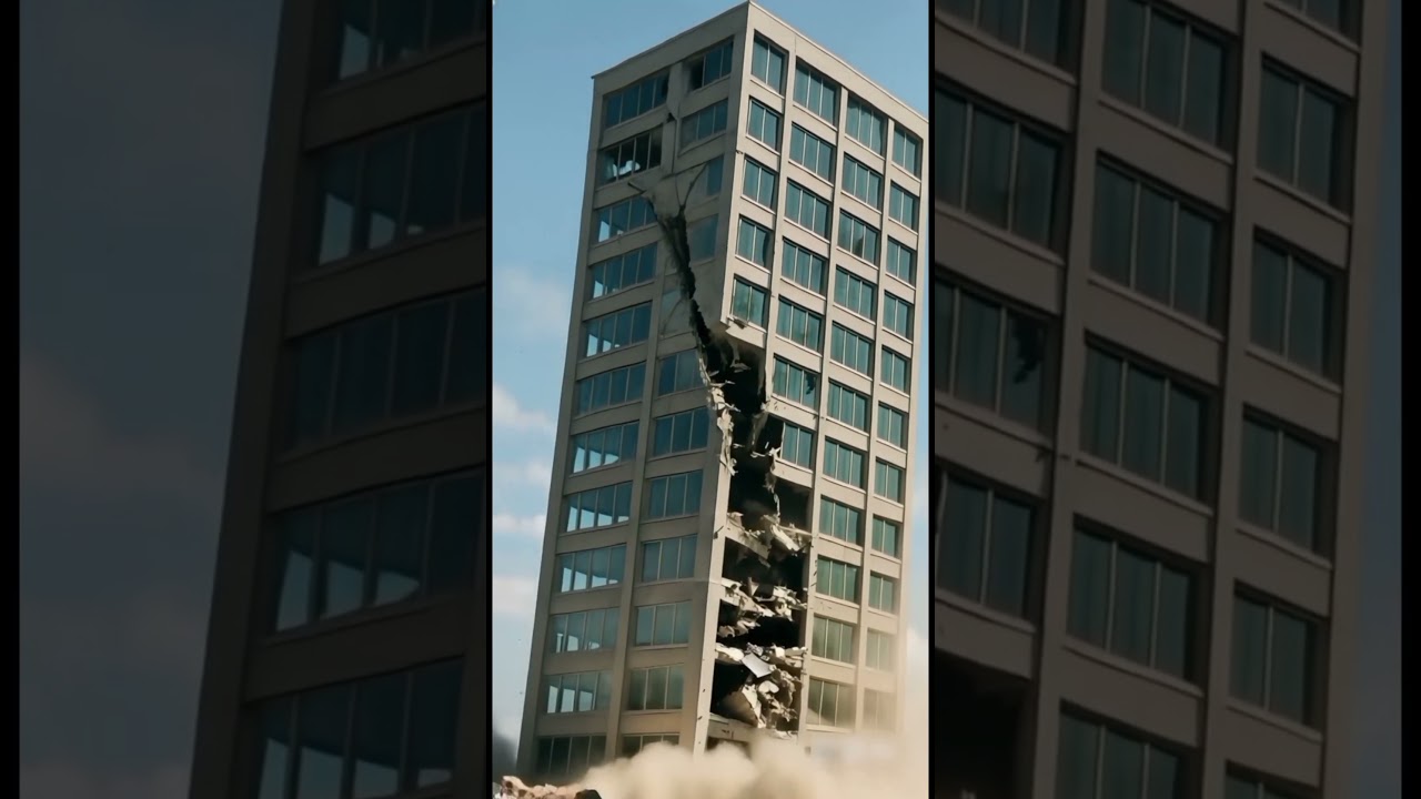 Massive Building Collapse Caught on AI Camera! 🏢💥