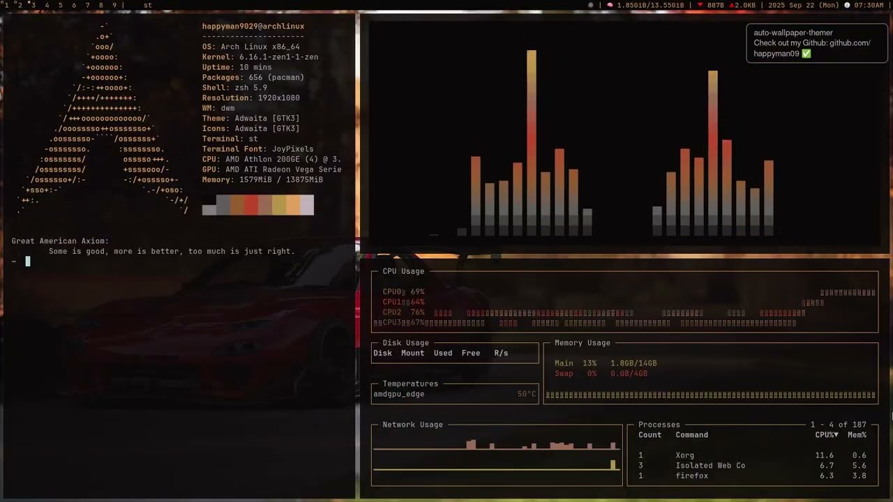 🌟 🌌 Auto Wallpaper Themer | Arch Linux | Linux Rice 🌟