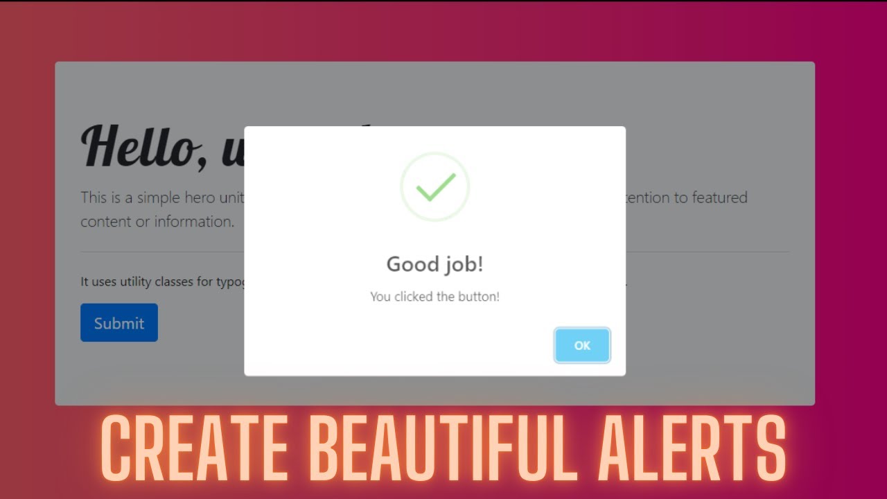 Make Beautiful Alerts Using JavaScript SweetAlert Library😍