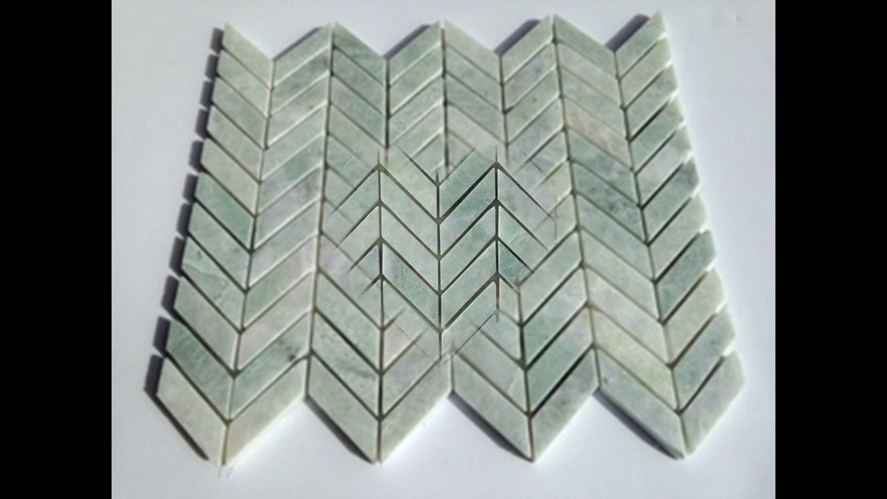Ming Green Marble 5/8 x 2 Herringbone Pattern Polished Mosaic Tile