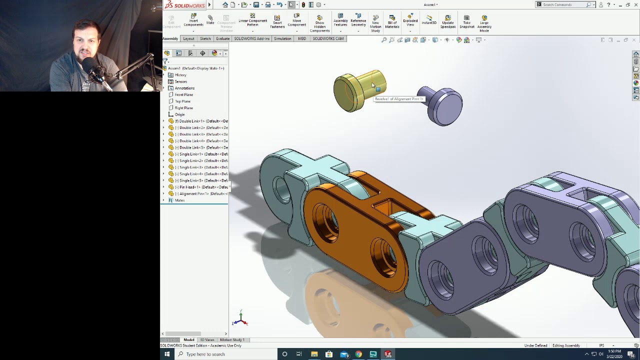 SolidWorks Basics Assembly Tutorial: Links assembly 4