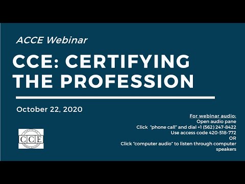 CCE: Certifying The Profession