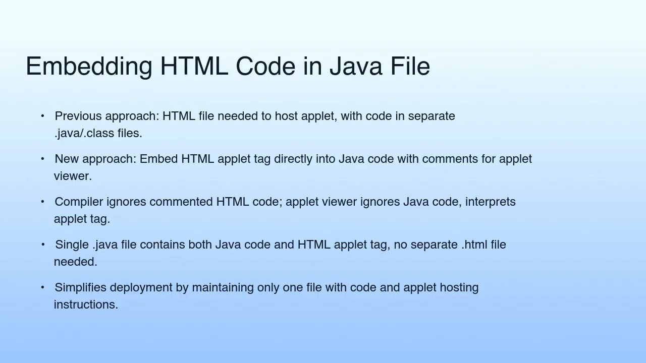 Embedding HTML Code in Java File | Lecture 36: Applet Programming--III
