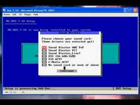 Tutorial : How to Install MS-DOS 7.10 on Virtual PC 2007