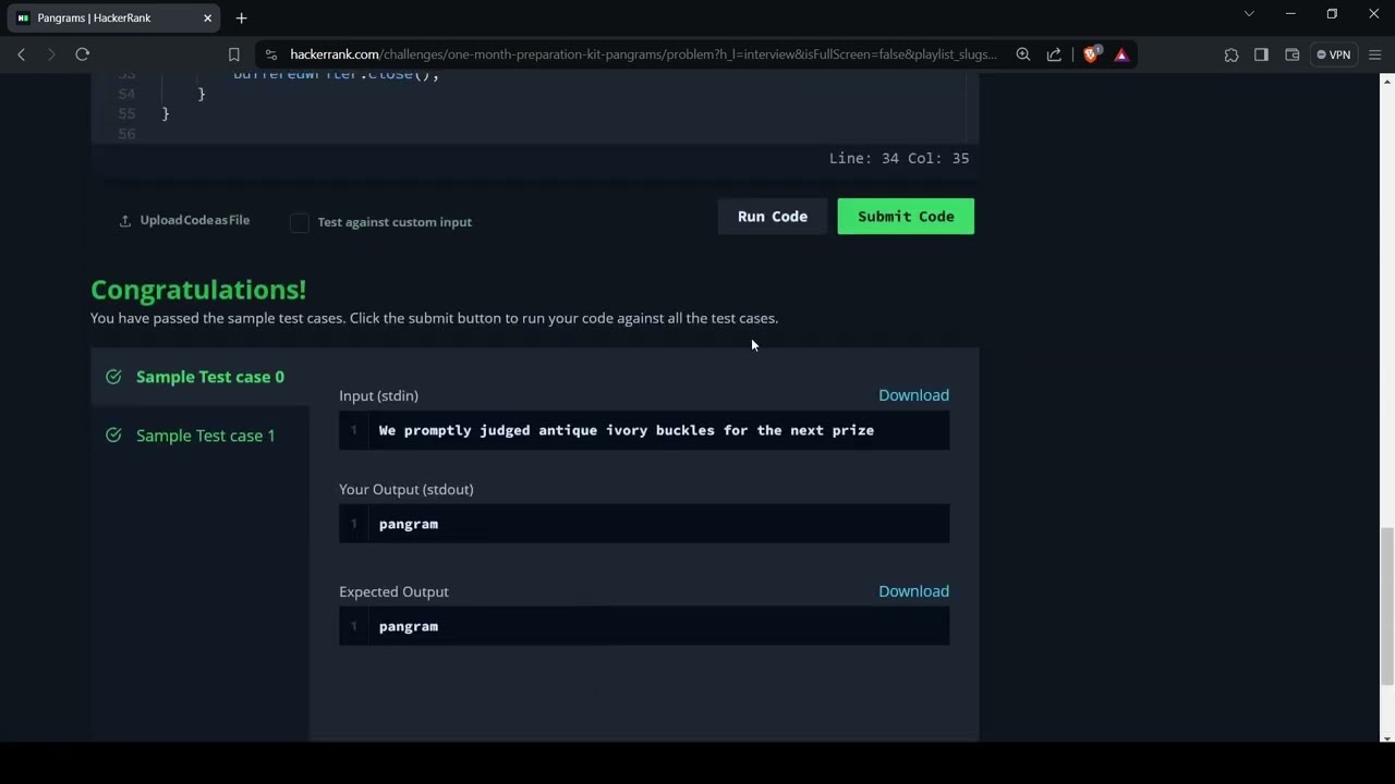 Pangrams Hackerrank Solution In Java | Week 1 | Interview Kit | Problem Solving(Basic)