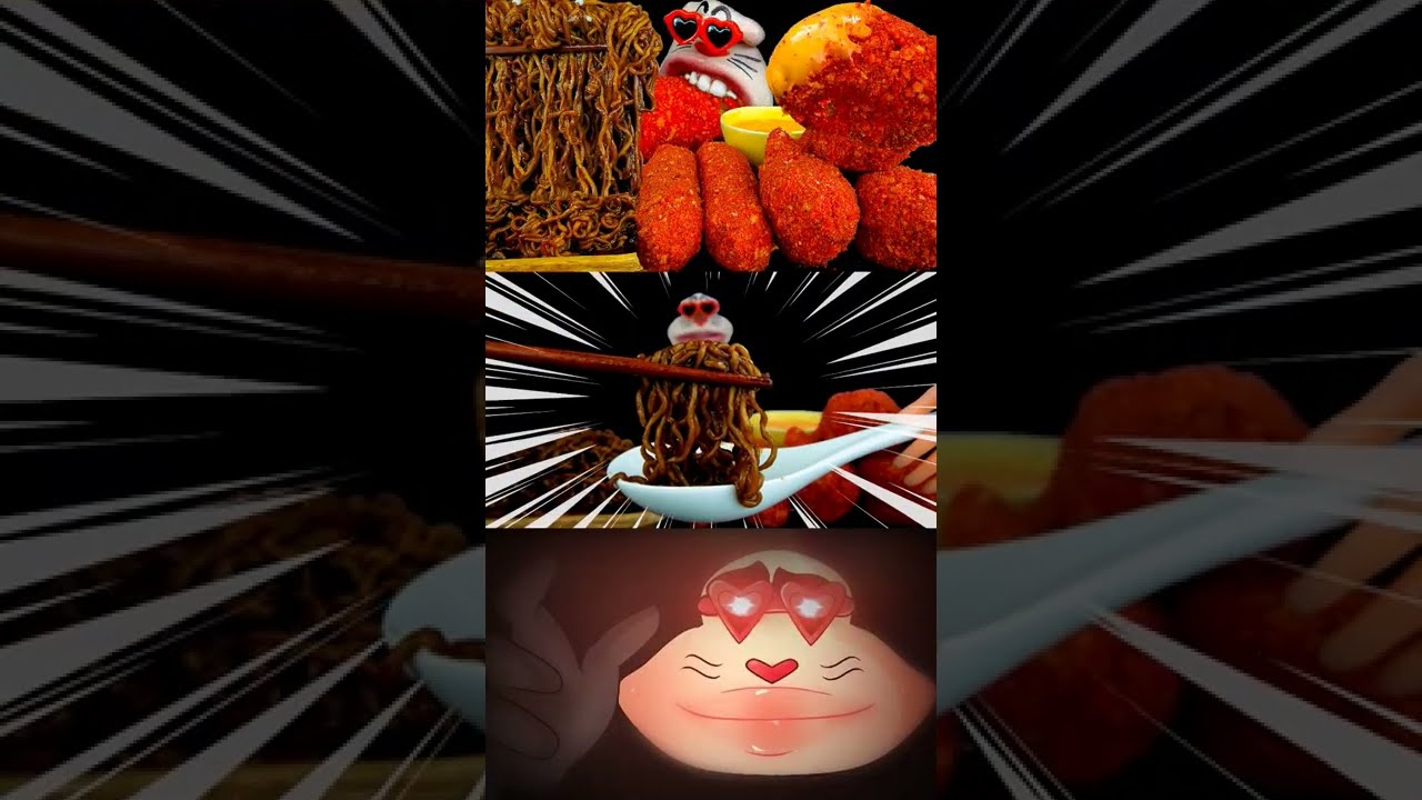 ASMR MUKBANG :) Cheetos Chicken & Cheese Stick & Black Bean Noodle Eating Show!