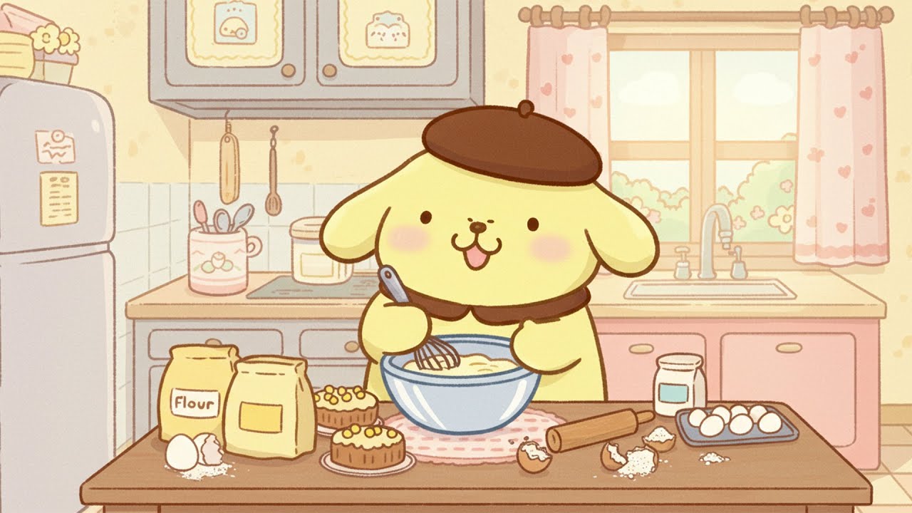 Lofi Baking Vibes 🍰 Pompompurin Making Cakes in a Cozy Kitchen | Chill & Study Music