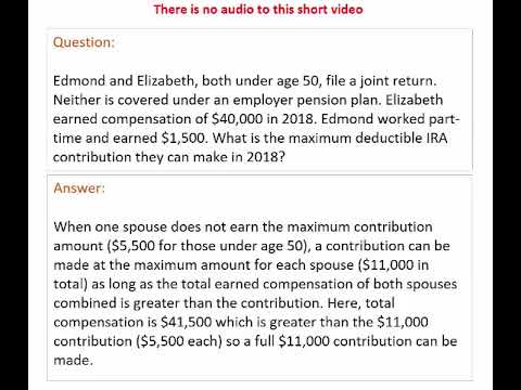 Maximum Deductible IRA Contribution - Married Filing Jointly 2018