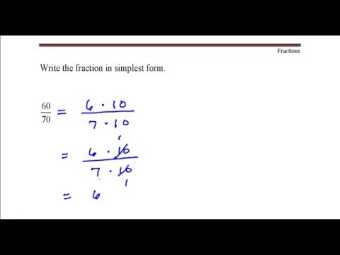 Write the fraction in simplest form. 60 divided by 70 - Youtube
