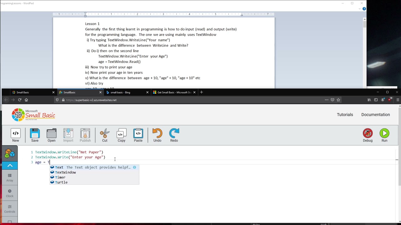 Learning how to Program Using Small Basic Lesson 1: Input/Output