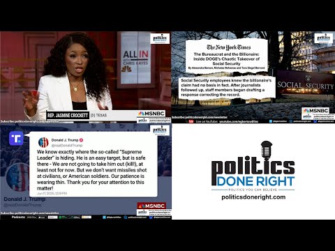 Trump threaten Iran’s leader. NYT exposes Musk SS lie. Jasmine Crockett nails rural hospital truth.