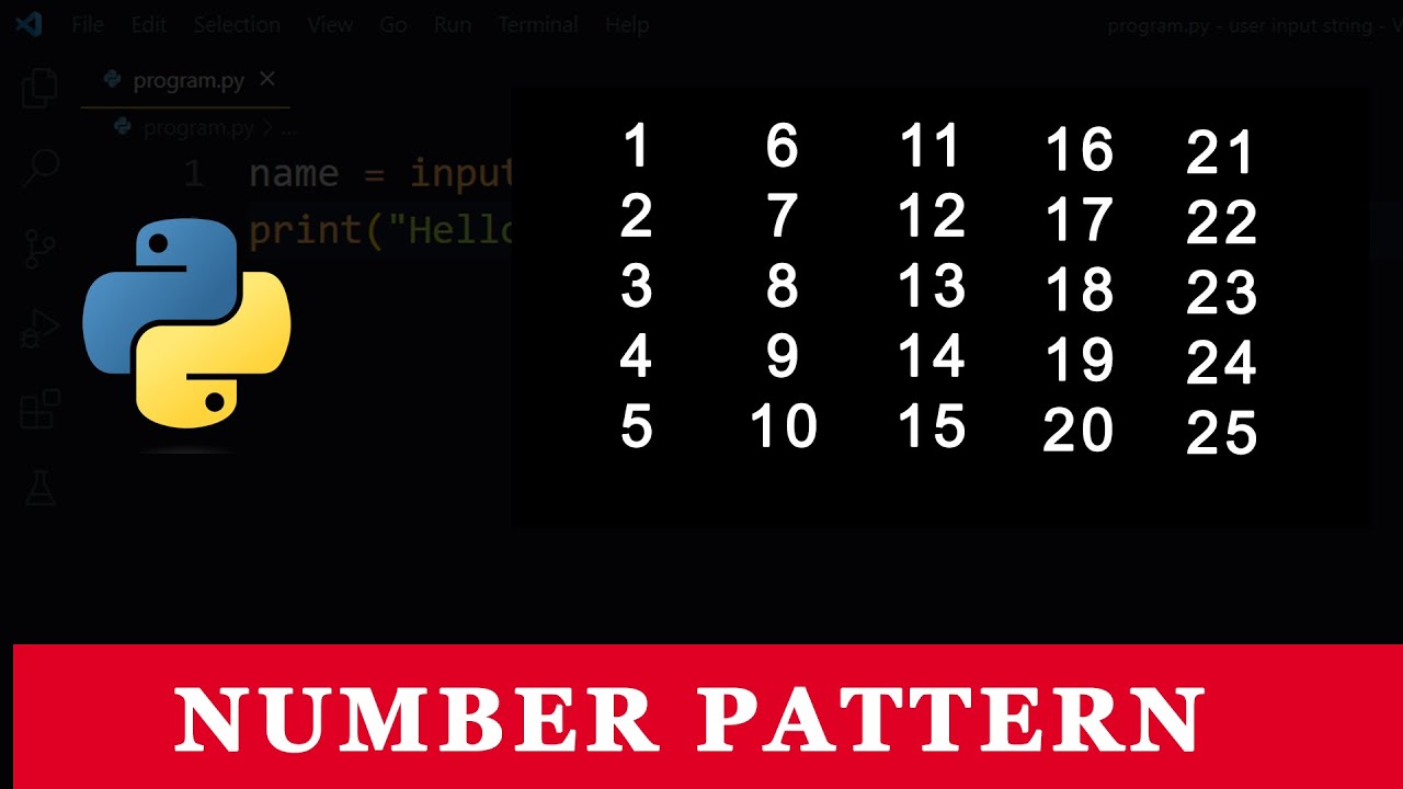 Python Program To Print Number Pattern in Square Shape | 05