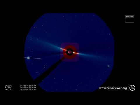 AIA 211, LASCO C2/C3 (2018-02-06 07:30:46 - 2018-02-09 18:41:34 UTC)