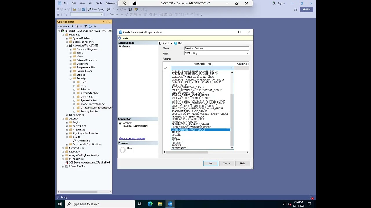Auditing SQL Server activity