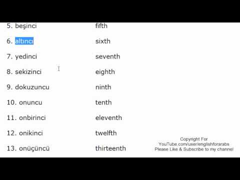 Turkish ordinal numbers part 1 -Turkish For Beginners Video Lecture ...
