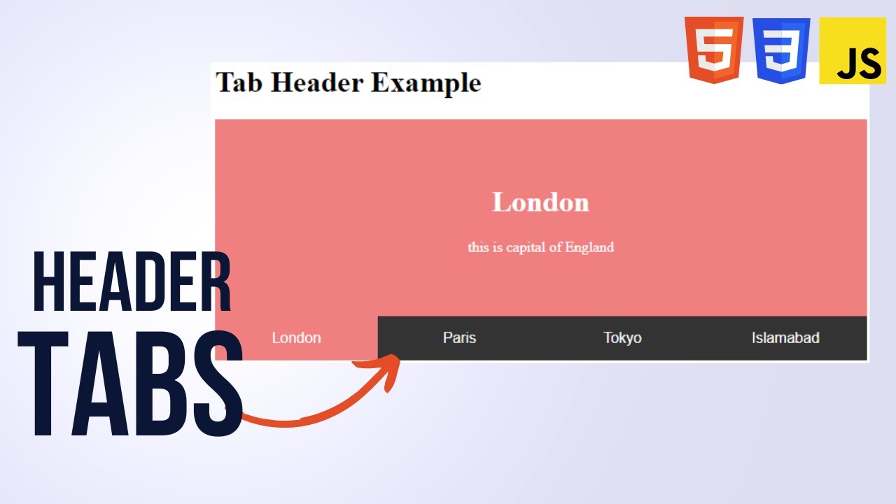 Create Header Tabs using HTML CSS JavaScript | W3Schools Tutorial to create Header Tabs in HTML CSS