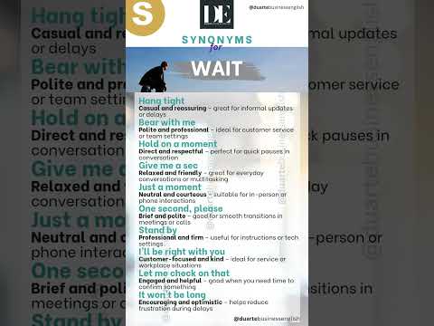 Business English - Synonyms for WAIT #englishforwork #businessenglish #learnenglish