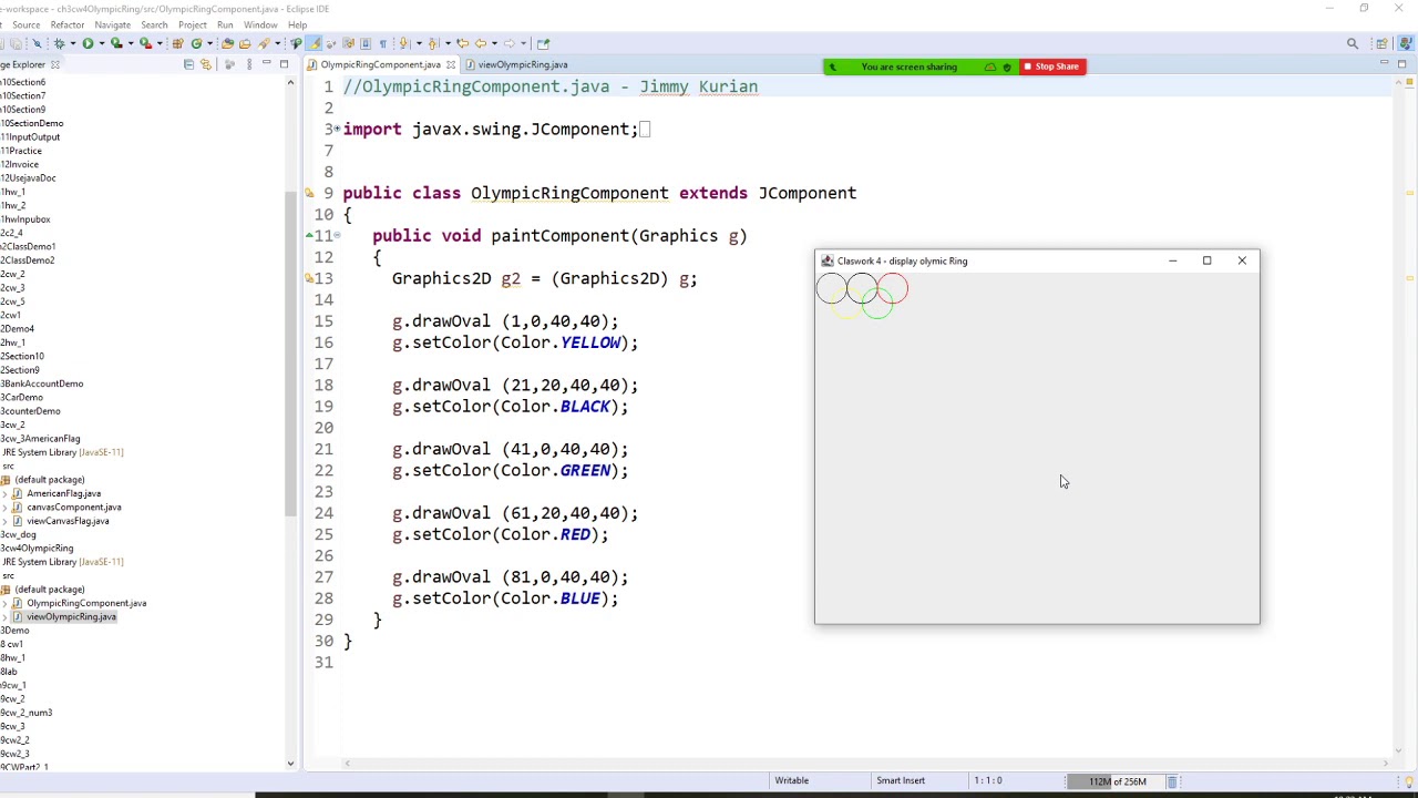 Java GUI  programming,  draw an Olympic Ring on a component