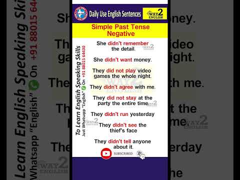 Simple Past Tense Negative | Past Tense | Simple Past Tense | Past negative Sentences | Way2English