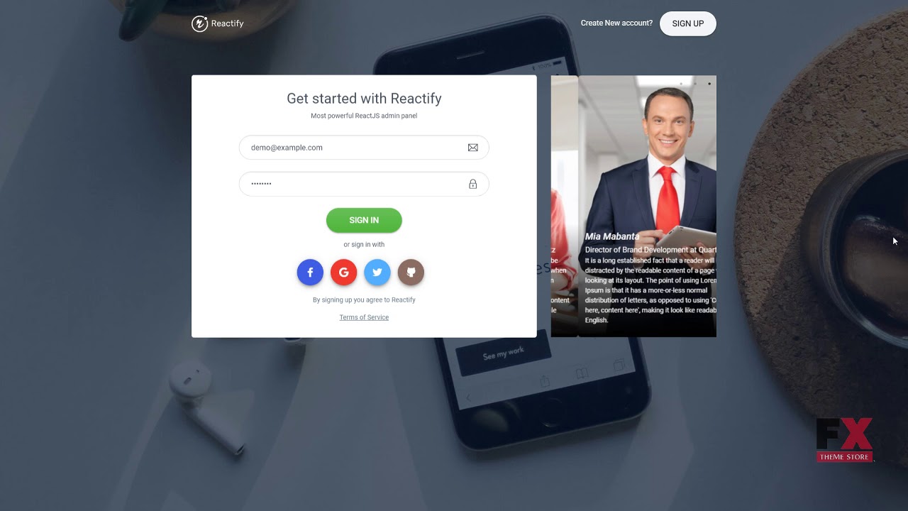 Reactify - React Redux Material BootStrap 4 Admin Template        Tim