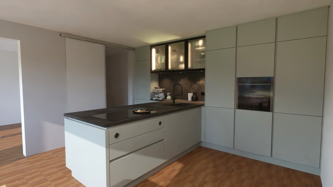 Moderne Küche in Eukalyptus-Design: Funktionalität & Stil perfekt vereint #küchenplanung