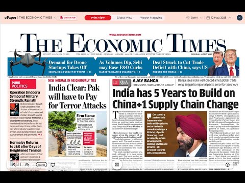 12 May 2025 | The Economic Times Newspaper | Daily Finance & Business News Analysis