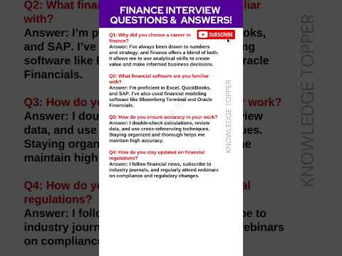 Finance Interview Questions and Answers | Finance Job Interview Questions and Answers