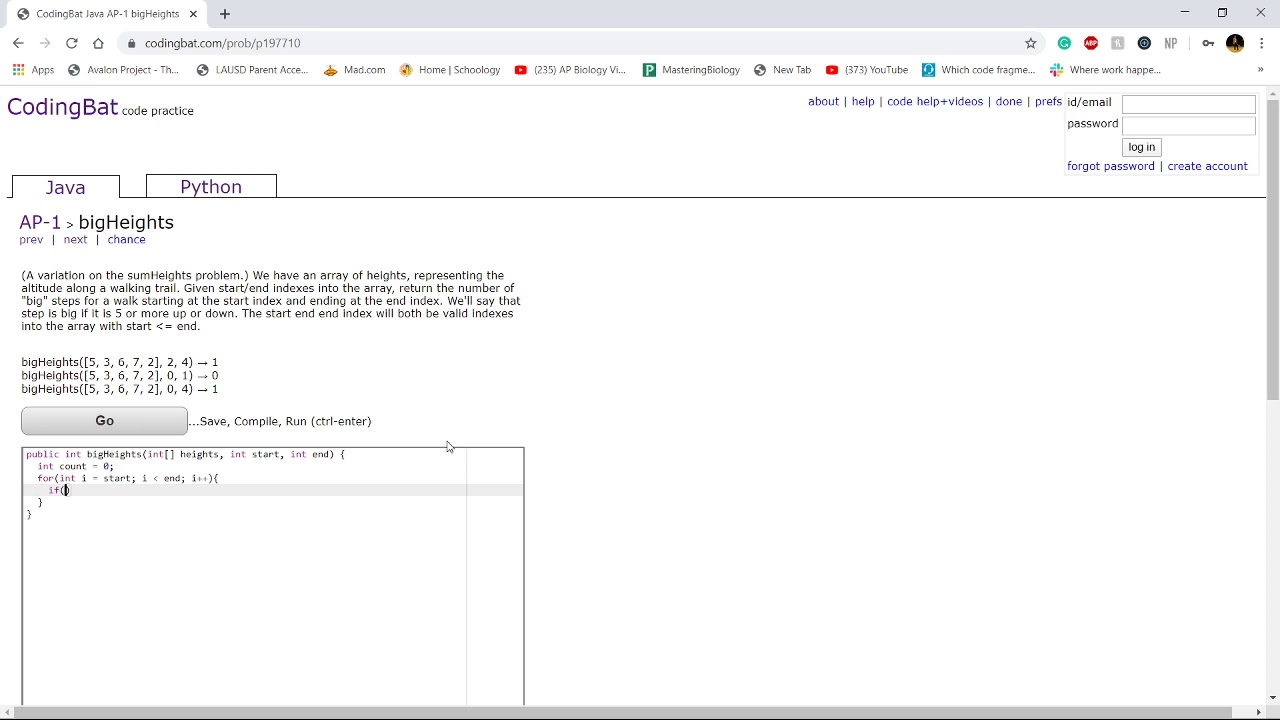 AP-1 (bigHeights) Java Tutorial || Codingbat.com