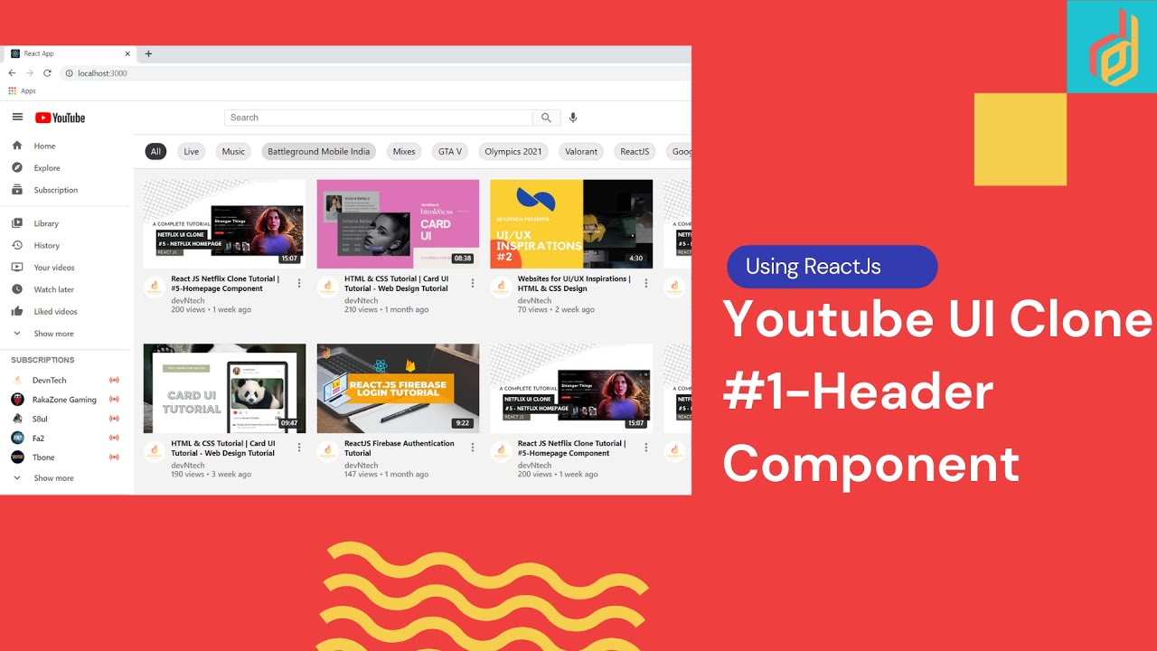 ReactJS Youtube UI Clone Tutorial | #1-Header Component