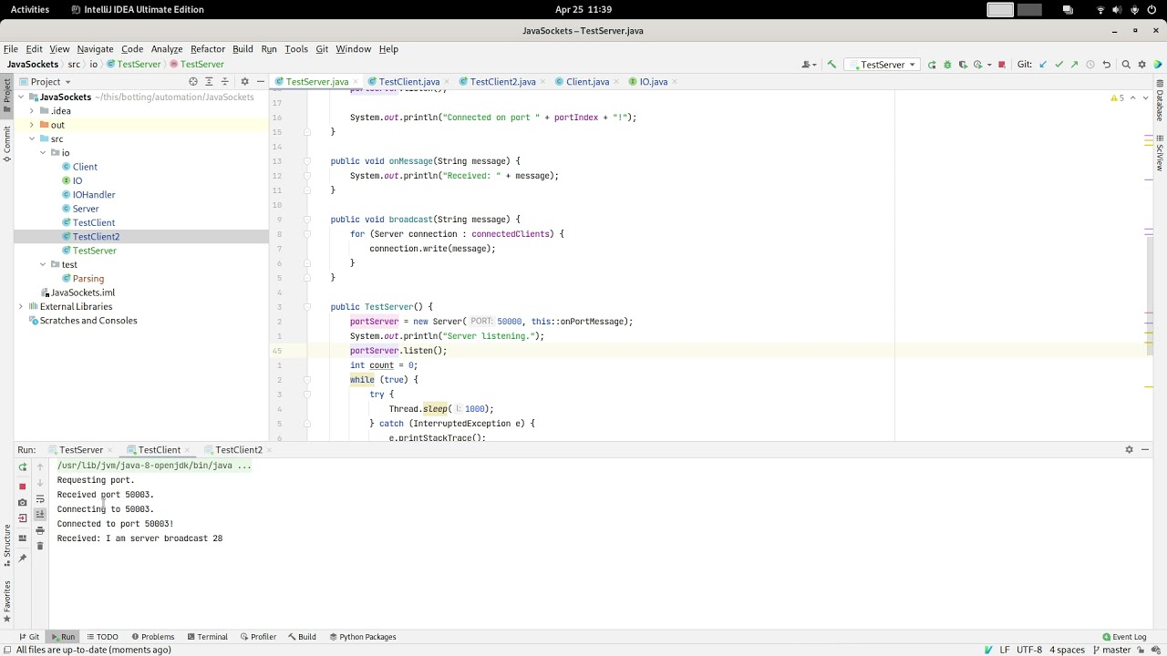 Java socket duplex communication multiple clients demo