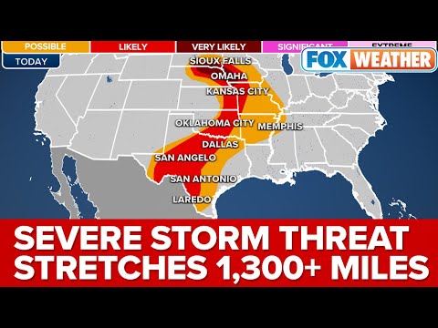 Severe Storm Threat Stretches 1,300+ Miles Across Central US | Tornadoes, Hail Likely