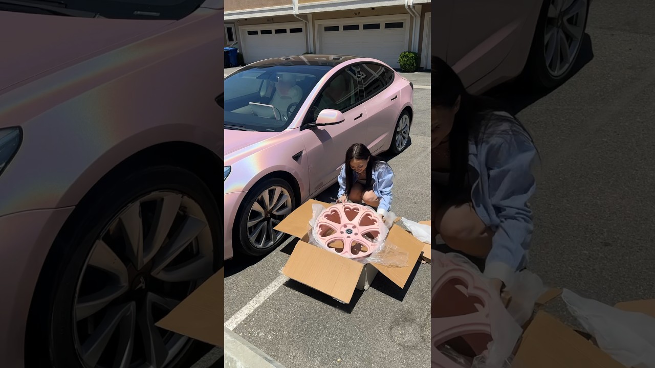 My new pink car wheels 💕😍 #tiktok #elsarca